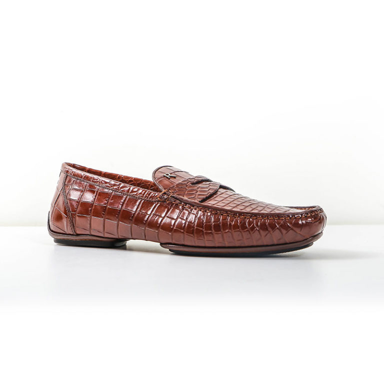 RUNIC LOAFERS SHOES CROCO LEATHER (BROWN) | Cellini Signature