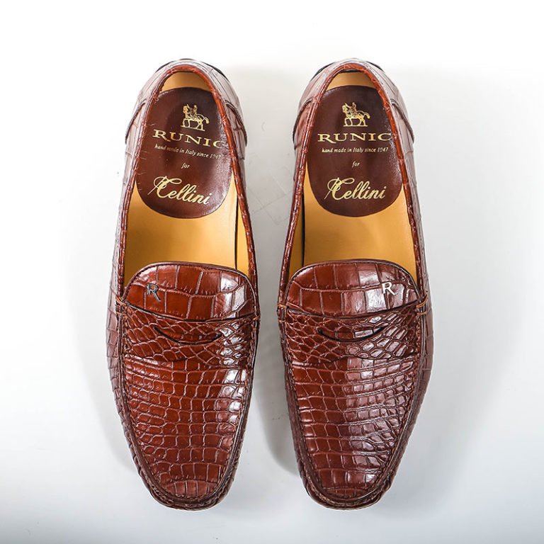 RUNIC LOAFERS SHOES CROCO LEATHER (BROWN) | Cellini Signature