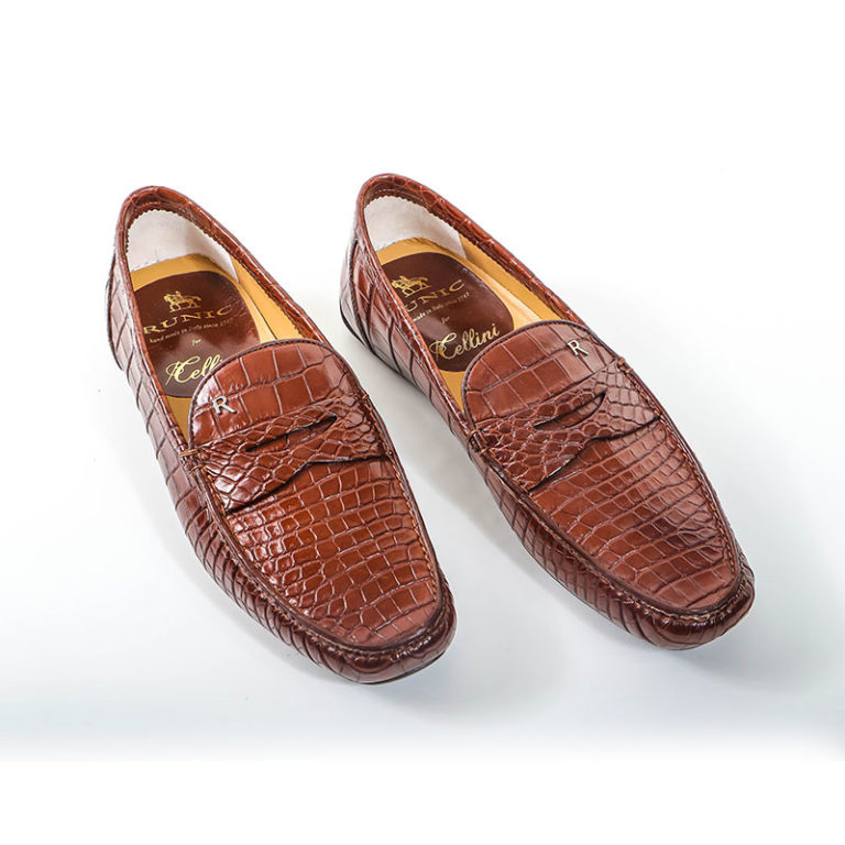 RUNIC LOAFERS SHOES CROCO LEATHER (BROWN) | Cellini Signature