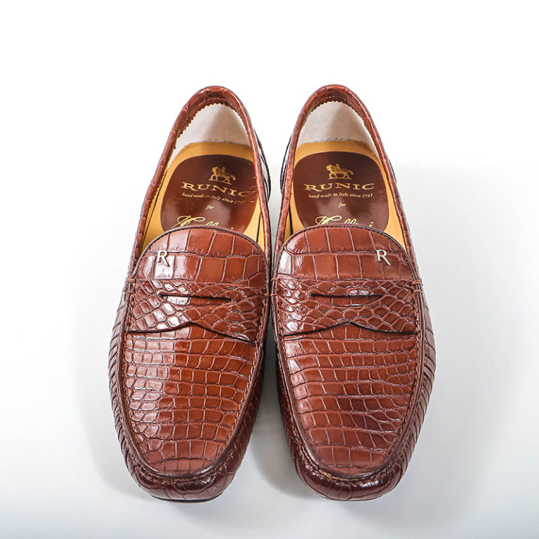 RUNIC LOAFERS SHOES CROCO LEATHER (BROWN) | Cellini Signature