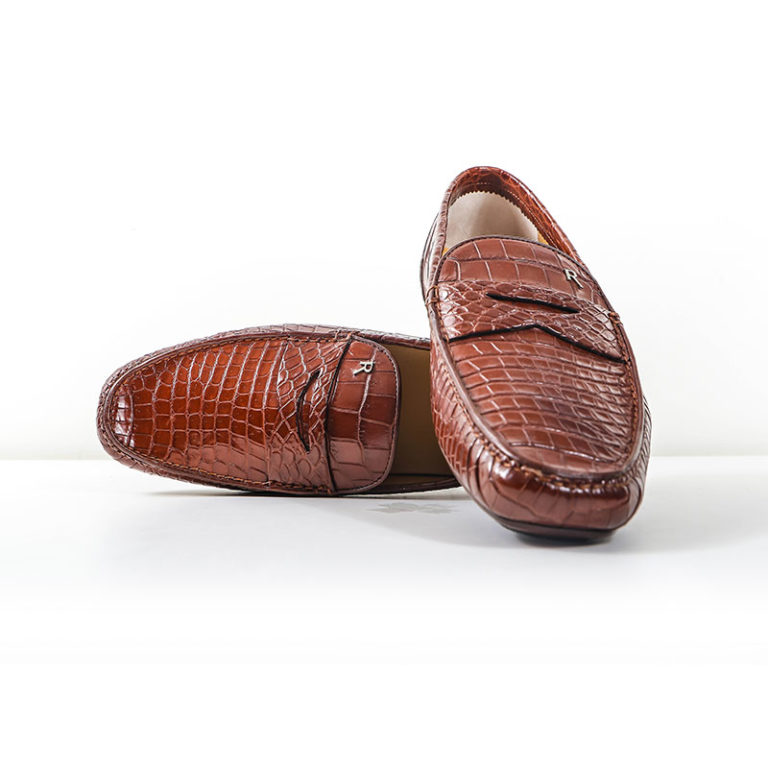 RUNIC LOAFERS SHOES CROCO LEATHER (BROWN) | Cellini Signature