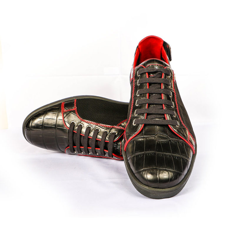 ARTIOLI CASUAL SHOES SUEDE CROCO LEATHER (BLACK) | Cellini Signature